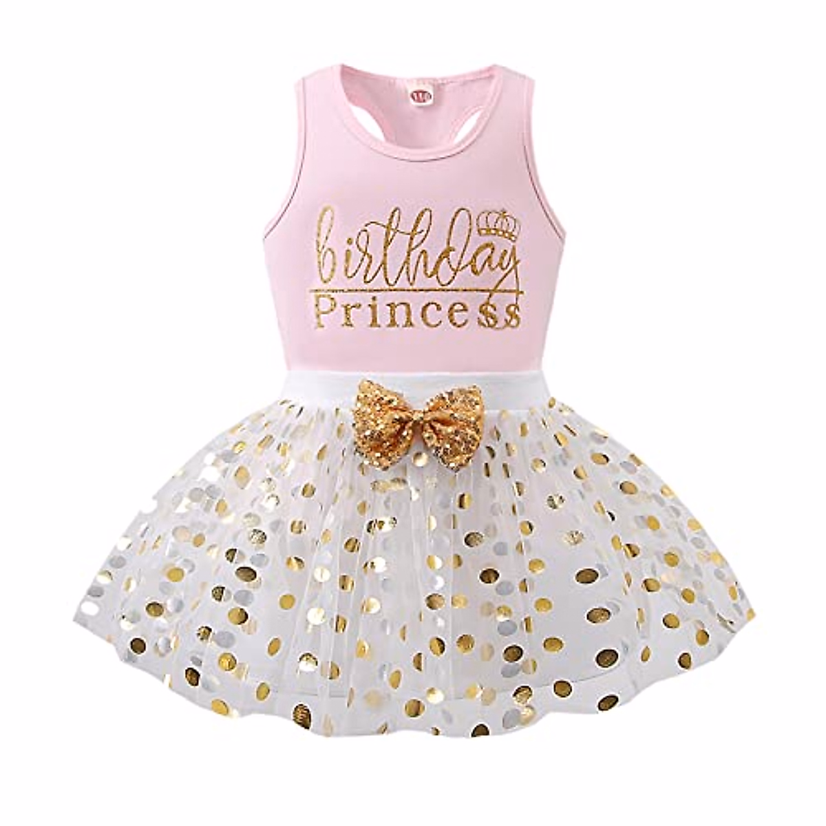 CBNRLOPOP Toddler Kids Baby Girls Outfits Birthday Princess T-Shirts Top Dot Bubble Tutu Skirt 2PCS Summer Dresses Set