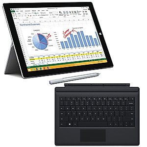 Microsoft Surface Pro 3 + Black Type Cover Bundle, 128 GB Intel Core i7