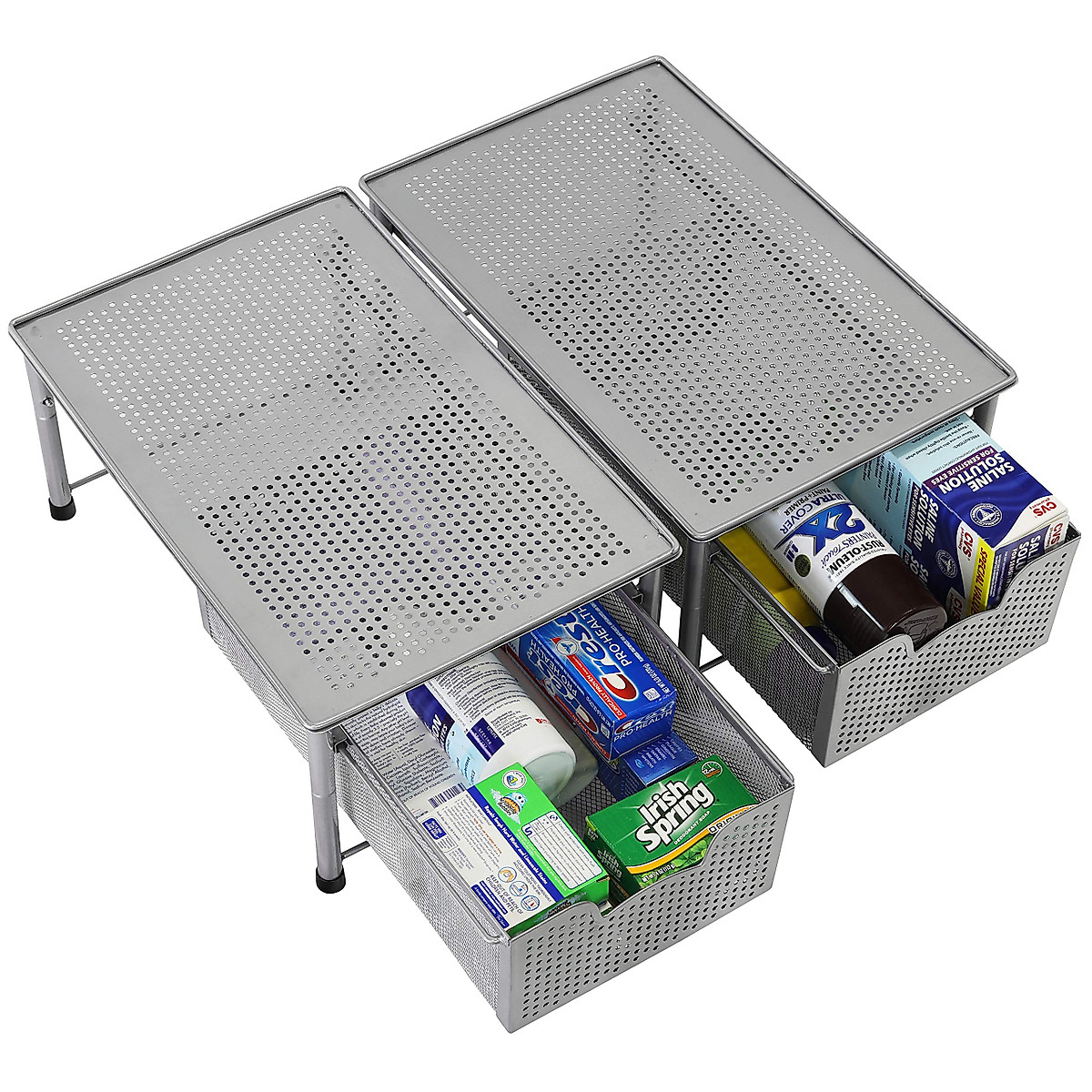 Simple Houseware Stackable Cabinet Basket Drawer Organizer, Silver