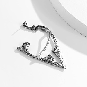 Asphinien Gothic Elves Ear Cuff 2pcs Piercing Cartilage Climber Ear Wrap Retro Silver Stud Earrings Punk Hip Hop Clip on Statement Earrings Gift for Women