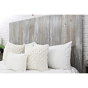 Barn Walls Graywash Headboard Handcrafted, Colorwash Solid Wood Headboard, Leans and Sticks on Wall, Smooth Finish, Anti-Shake Rattle Free, Queen Size