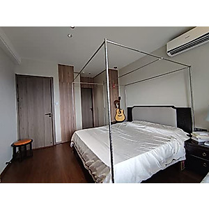 Xierdio Stainless Steel Canopy Frame, Bedroom Decoration Support is Used for Metal Wooden Bed Platform Size Double Bed Full Double Bed (Queen)