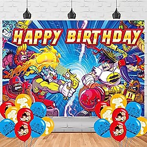 Akedo Ultimate Backdrop Birthday Banner for The Arcade Warriors Birthday Party Supplies Cartoon Akedo Ultimate Photograph Background Photo Booth 5x3ft Orange