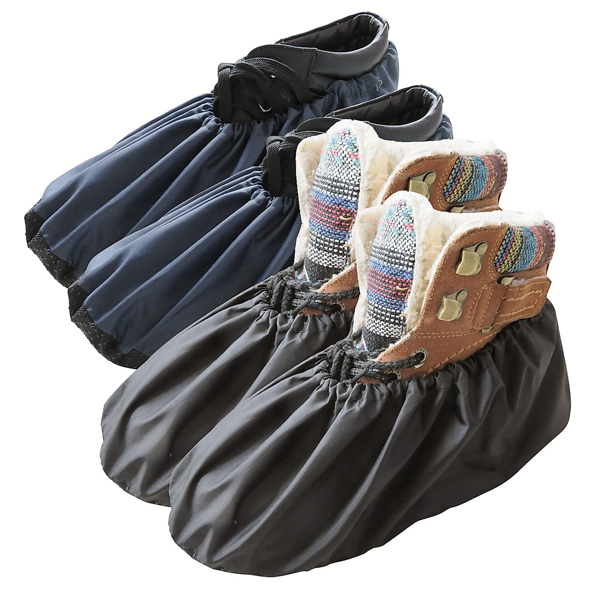 DearyHome Washable Reusable Shoe Boot Covers - Non-Slip, Water-Resistant (2 Pairs, Extra Large) for Contractors & Households - Keep Carpets, Floors, and Rooms Clean