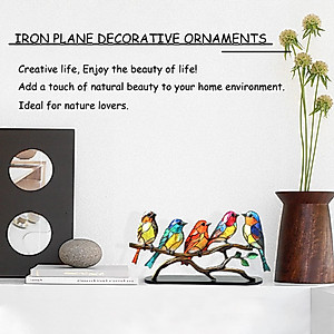 VNRGG Stained Birds On Branch Desktop Ornaments Double Sided Metal Flatness Table Art Home Room Decoration Suitable for Office Wine Cooler Decor(5 Birds on a Branch)