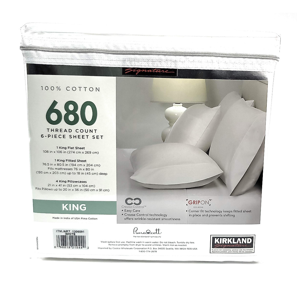 King White 680 Thread Count Kirkland Sheet Set 6 Piece Deep Pockets