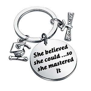 HOLLP She Believed She Could So She Mastered It Keyring Graduation Jewelry Inspirational Gift for Women Girl Sister Mother Friend (Keyring)