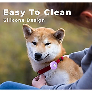 Airtag Dog Collar Holder (2-Pack) Easy to Clean Silicone, Anti-Lost GPS Air Tag Case, Compatible with Dog Cat Collars as Well as Backpacks and Purses, Shock Proof, Silicone Protective Cas (Pink/Blue)