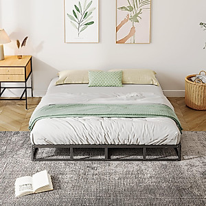 Askeld Queen Bed Box Spring 5 Inch High, Low Metal Bed Frame with Round-Corner Design, Heavy Duty Steel Slat Support Mattress Foundation, Noise Free Platform Base, 3500lbs Max Weight Capacity