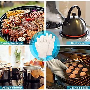 Heat Resistant Gloves - EN407 Certified 932°F Oven Gloves, Cut-Resistant Grill Gloves, Cooking Gloves for BBQ, Grilling, Baking, Cutting, Welding, Smoker Fireplace, 1 Pair (2 Pieces Set), White