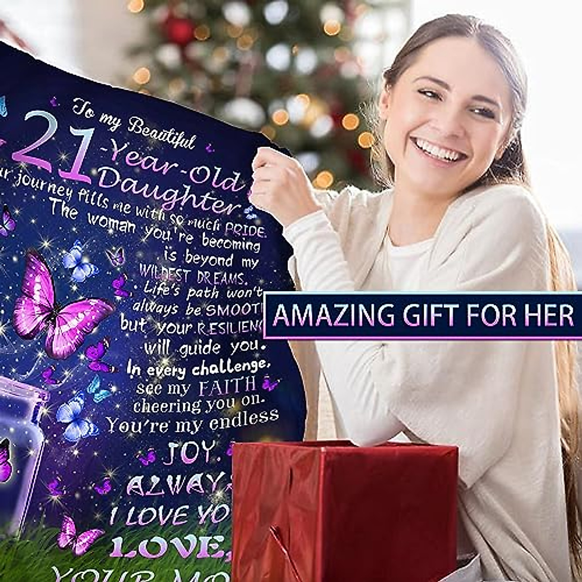 CUDEVS 21st Birthday Gifts for Women, 21st Birthday Gifts for Her, 21st Birthday Gifts Blanket, 21 Birthday Gifts for Her, 21st Birthday Gift Ideas, 21st Birthday
