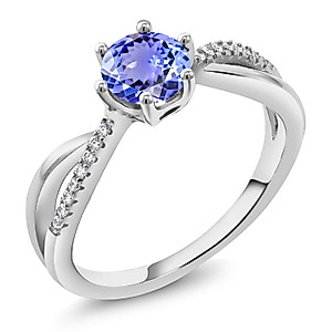 Gem Stone King 925 Sterling Silver Gemstone Birthstone Infinity Ring | Round 6MM | Wedding Engagement Anniversary Promise Ring For Women | Available In Size 5, 6, 7, 8, 9