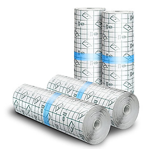 Tattoo Aftercare Waterproof Bandages, 6" x 4.4 Yard Tattoo Cover Up Tape, Tattoo Supplies Second Skin Transparent Film Healing Protective Clear Sterile and Safe Bandages 4 Rolls (6" x 1.1 Yard/Roll)