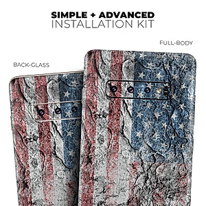 DesignSkinz Aged and Wrinkled American Flag Protective Vinyl Decal Wrap Skin Cover Compatible with The Samsung Galaxy S20 (Screen Trim & Back Glass Skin)