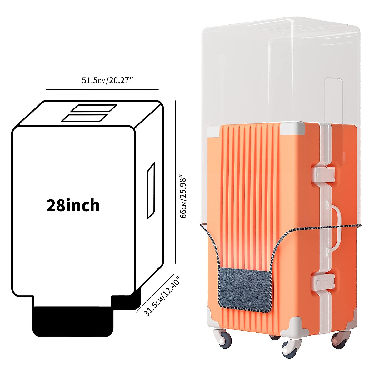 Esholife Clear PVC Luggage Cover Protectors 24 Inch Suitcase Cover for Suitcase TSA Approved 22-25Inch (22.44''H x 16.14''L x 11.41''W)