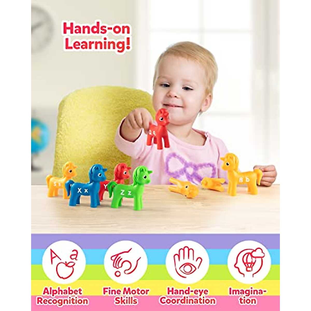 Coogam Unicorn Uppercase & Lowercase Letters Matching Game,13pcs Double-Sided ABC Letter Toys with 26 Alphabet Recognition Match Games Preschool Educational Montessori Toys for Toddlers Boys Girls