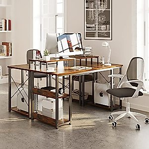 ODK 48 inch Computer Desk with Monitor Shelf and Storage Shelves, Writing Desk, Study Table with CPU Stand & Reversible Shelves, Vintage