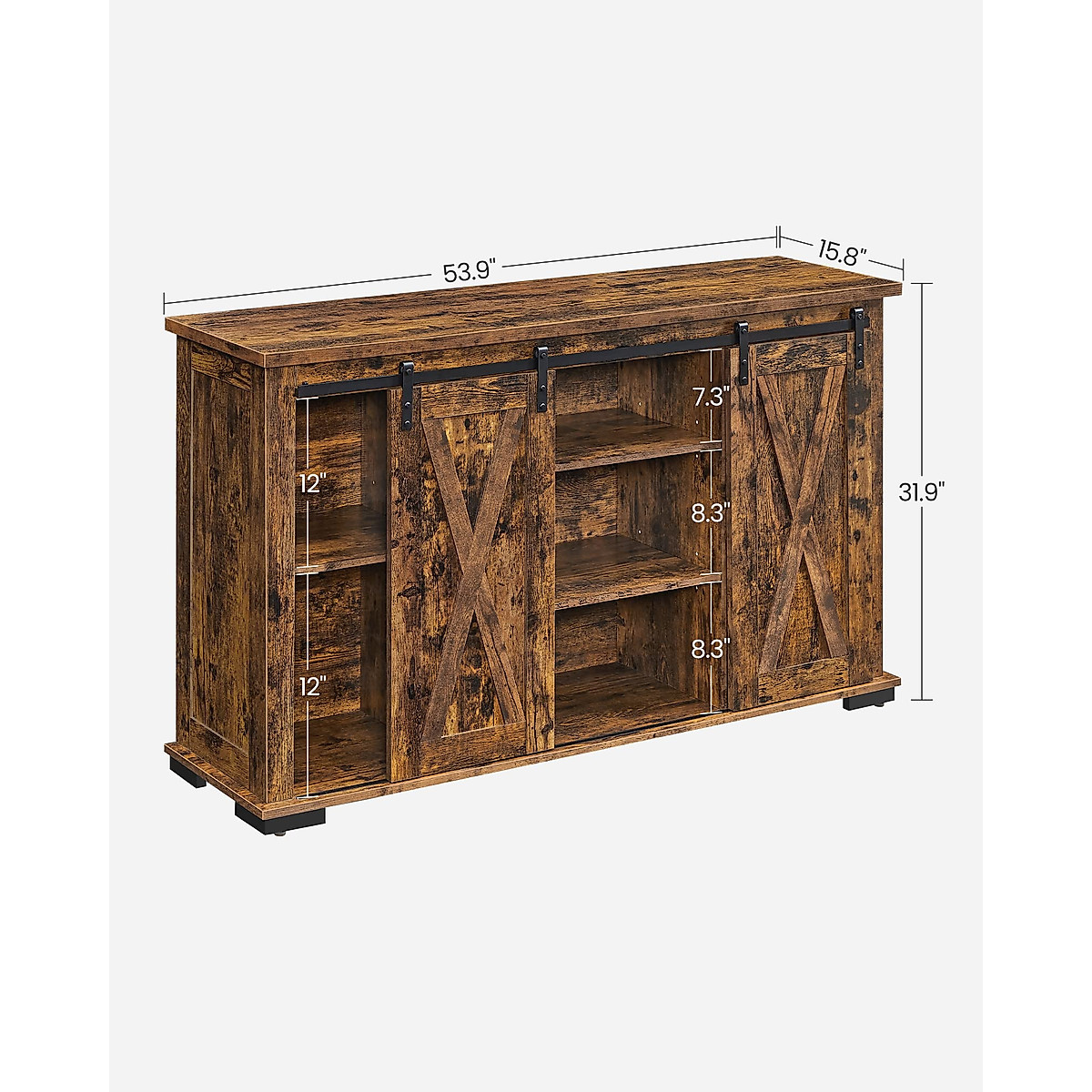 VASAGLE TV Stand with Storage and Sliding Barn Doors for 60-Inch Televisions, Entertainment Center Console, 53.9”, Rustic Brown