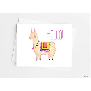 Llama Note Cards with Envelopes, Stationery Set for Girls, Pack of 10 Folded Notecards