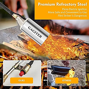 Propane Torch Weed Burner Kit,Weed Torch 800,000 BTU Blow Torch with 9.8 FT Hose Heavy Duty Flamethrower with Turbo Trigger for Flame Weeding,Roofing, Melting Ice Snow (blue)