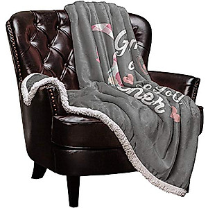 Comfort Her Zon Sherpa Fleece Throw Blanket- GNOME ONE Like You Mother Grey Love Gift Fuzzy Soft Flannel Blanket Reversible Ultra Luxurious Plush Blanket for Bed Couch Sofa 39 x 49 Inches