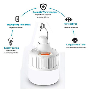 KOKOIN Newest 30W 5500LM Waterproof Rechargeable LED Night Light Bulb,Dimmable Emergency Lights, Outdoor BBQ Hanging Light, Bright Lights for Tent Lantern/Patio/Garden/Power Failure, Pack of 2