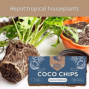 Southside Plants Coco Chip Medium Coconut Substrate for Garden Potting Soil - 100% Organic & Eco-Friendly 1.1 lb Brick for Indoor & Outdoor Flowers Plants Growth - 500 Grams