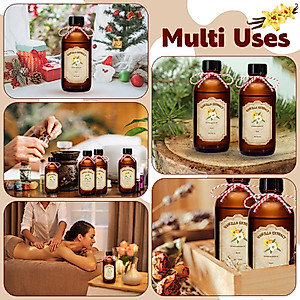 NVioAsport 8 Pack 4 Ounce Amber Glass Bottle with Lids Vanilla Extract Homemade Brown Bottle 4 oz and 8 Pcs Vanilla Extract Stickers for Syrup Gift Glass Food Storage Canister Set Sauce Beans