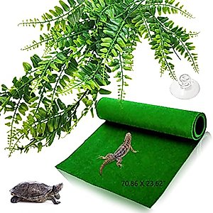 Hamiledyi Extra Large Reptile Mat 70.86 x 23.62 in Bearded Dragon Carpet Green Terrarium Liner Tank Supplies for Lizard Leopard Gecko Iguana Tortoise Snake Frog (2 Pack)