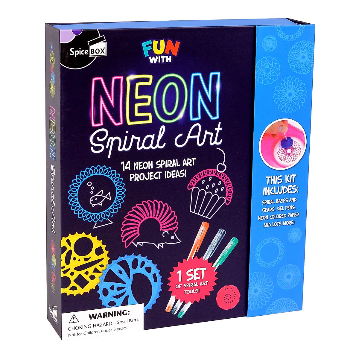 SpiceBox Spiral Art Drawing Kit for Kids, Neon Art Set, Stencil Draw Tools Children’s Creative Activities, 14 Twisted Projects, Step by Step Instruction, Age Range 8+