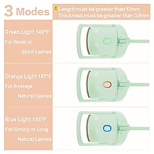 Heated Eyelash Curler by Forats, Electric Eye Lash Curlers with Comb & Eyebrow Brush, Three Heating Modes Quick Natural Curling Eye Lashes with False Eyelashes Applicator Tool