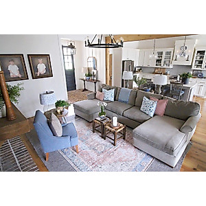 Hauteloom Rosman Machine Washable 7'10"x10'2" Living Room Bedroom Area Rug - Persian Oriental - Vintage Distressed Medallion - Pet & Child Friendly - Stain & Water Resistant - Terracotta, Brown