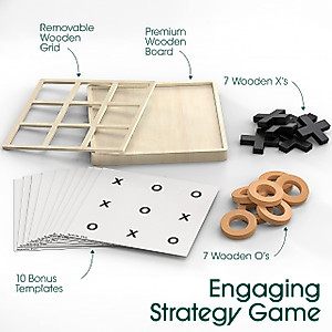 Keeping Busy Tic Tac Toe Wooden Game with Templates - Dementia Activities for Seniors – Alzheimers Activities for Dementia Patients - Busy Boxes for Dementia Patients - Big Matching Games for Adults