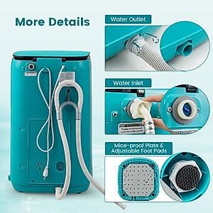 COSTWAY 7.7 Lbs Portable Washing Machine, 0.78 Cu.ft Full Automatic Laundry Machine with 10 Preset Programs, 3 Water Levels, Compact Washer and Spinner Combo for RVs Dorms Apartments, Blue