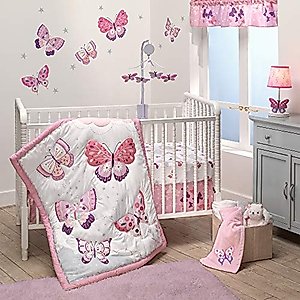 Bedtime Originals 3 Piece Crib Bedding Set, Butterfly Kisses, Multicolor