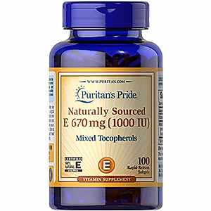 Puritans Pride Mixed Tocopherols Natural- Softgels, Vitamin E, 100 Count