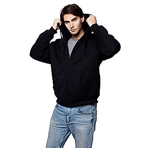 Sweatshirts for Men Zipper Hoodie, Fleece Lining Sweater Jacket Black Large