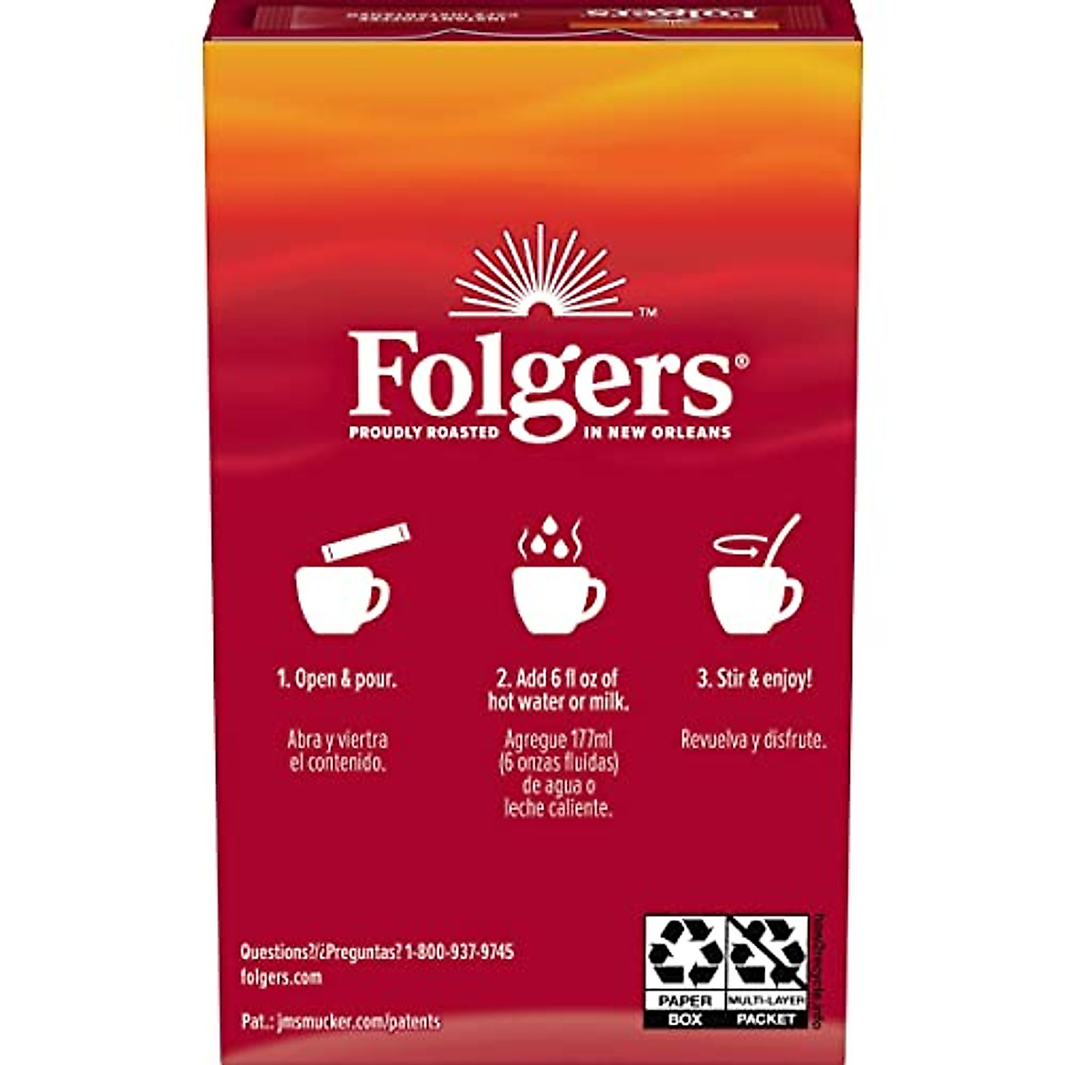 Folgers Classic Roast Instant Coffee Crystals, 7 Single Serve Packets