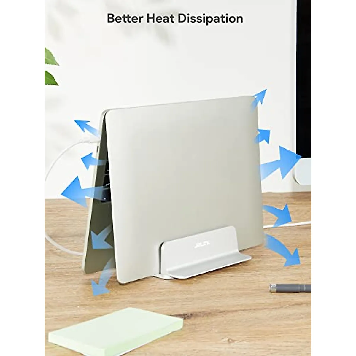 JARLINK Vertical Laptop Stand, Adjustable Laptop Holder Desktop Stand with Adjustable Dock Size (up to 17.3 inches) Compatible with All MacBook/Surface/Dell/Gaming Laptops (Silver)