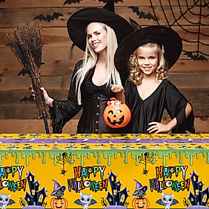 ceiba tree Halloween Tablecloth Plastic Disposable Table Cover Table Cloth 3 Packs Rectangle 54X108 Inch Halloween Party Supplies Table Decorations Decor Trick or Treat