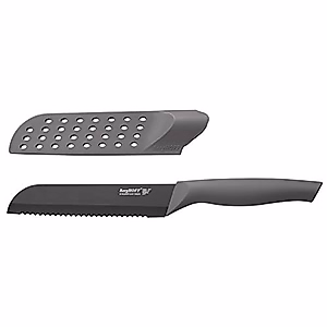 Berghoff Essentials Stainless Steel Non-stick Blade Bread Knife 6" Grey Ergonomically Designed Handle PP Fitted Protective Sleeve Multifunctional Knife PP Soft-grip Sharp Serrated Blade