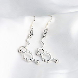 FUSTMW Happiness Serotonin Molecule Y Necklace Chemistry Jewelry Science Teacher Gifts for Science Lovers (Happiness Serotonin Earrings)