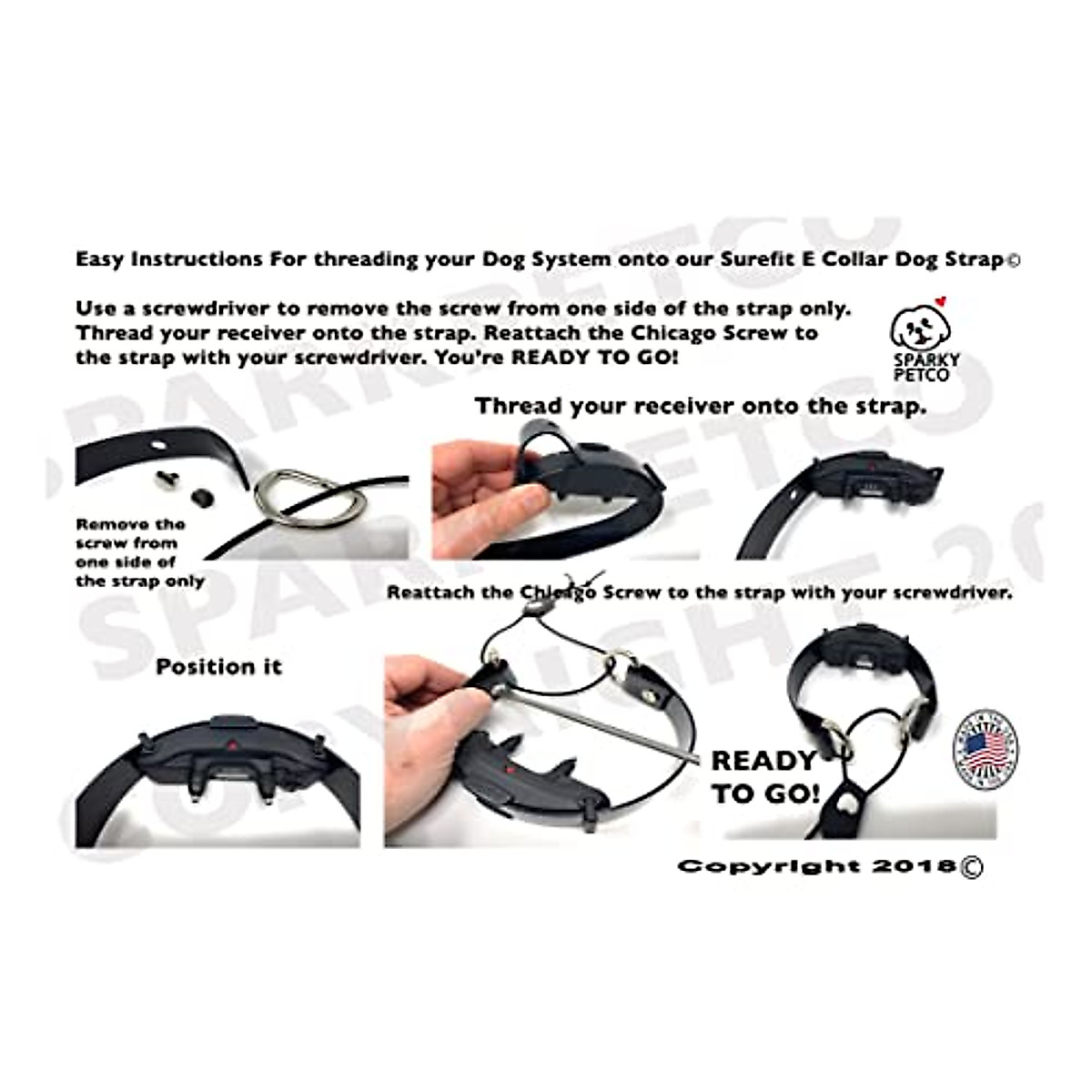 Sparky Pet Co - ECollar Replacement Strap - Bungee Dog Collar - Waterproof - Adjustable - Secure Nexus Wheel Lock - for Electronic Training & Invisible Fence Systems - 3/4" (Black)