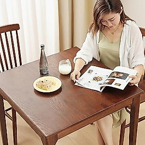 MU RONG Small Solid U.S.A Oak Walnut Color Square Dining Table, Space Saving Luxury Heavy Duty Oak Dinning Dable for 2-4 People in Kitchen Dinning Room (W) 31.5" X(D) 31.5" X(H) 29.5"