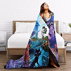 Suping Horror Blanket Ultra-Soft Micro Fleece Blanket Throw All Season Fuzzy Lightweight Throw Blankets for Office Company Home Couch Bed Sofa 50inchX40inch, Black-1