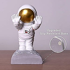 Joyvano Astronaut Bookends - Book Ends to Hold Books - Space Decor Bookends for Kids Rooms - Bookends for Heavy Books - Unique Book Holders with Anti-Slip Base (Gold)