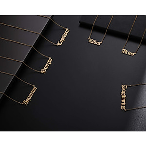 Aimber 18K Gold Plated Astrology Necklace for Women Jewelry,12 Zodiac Pendant Horoscope Constellations Necklace(Letter,Taurus)