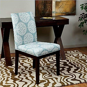 OSP Home Furnishings Dakota Upholstered Parsons Chair with Espresso Finish Wood Legs, Gabrielle Sky