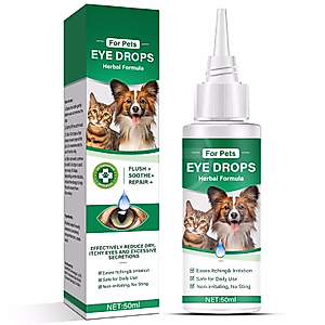 Hajoyful Dog Eye Drops, Dog and Cat Eye Wash for Allergy Relief & Soothe Eye Irritations, Dogs Tear Stain Cleaner, Eye Infection Treatment with Gentle Formula, Improve Eye Vision and Cataracts