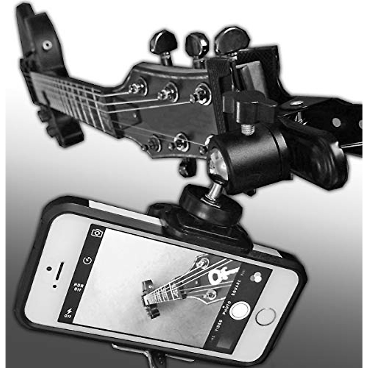 Guitar Ukulele Smartphone Mount Holder for Cell Phones and Gopro Action Cameras